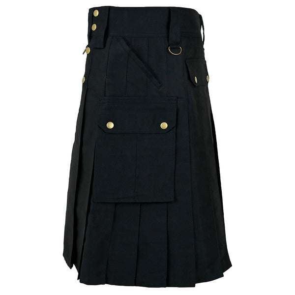 Classic Black Utility Kilt with 6 Pockets Highlander Sports Cargo Kilt ...